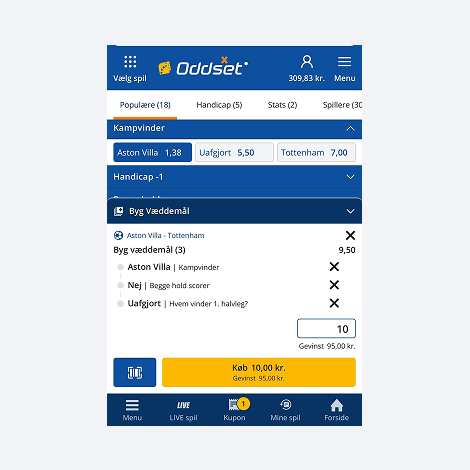 Byg Væddemål på Oddset – Kombinér dine spil på én kamp | Danske Spil