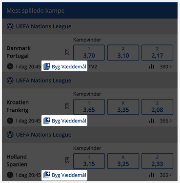 Byg Væddemål på Oddset – Kombinér dine spil på én kamp | Danske Spil
